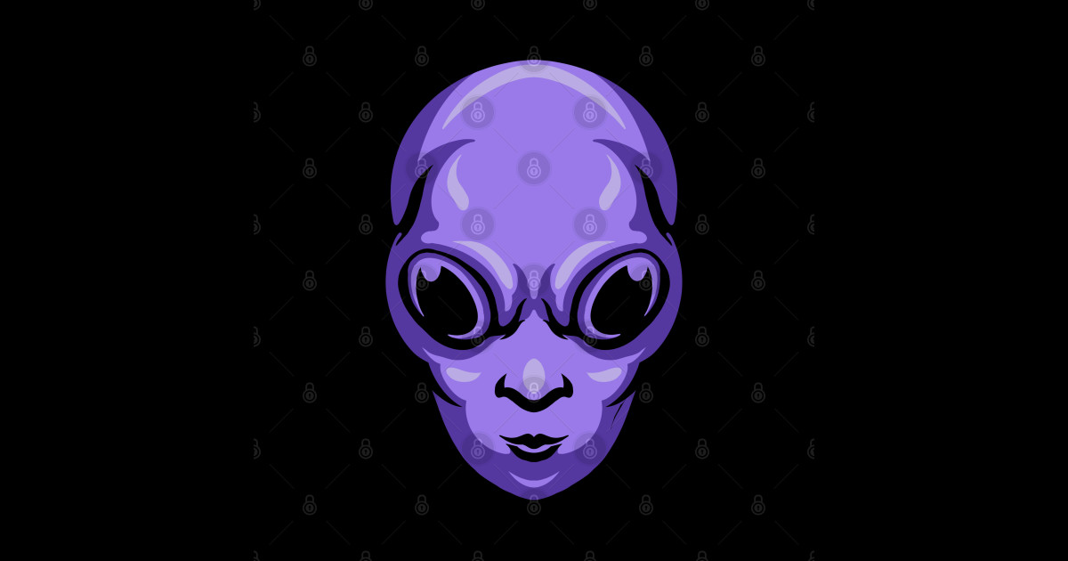 Purple Alien Head - Alien - Sticker | TeePublic