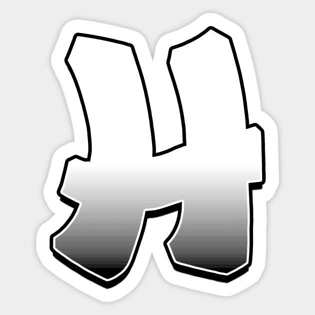 Letter H - White / Grey fade - H - Sticker | TeePublic