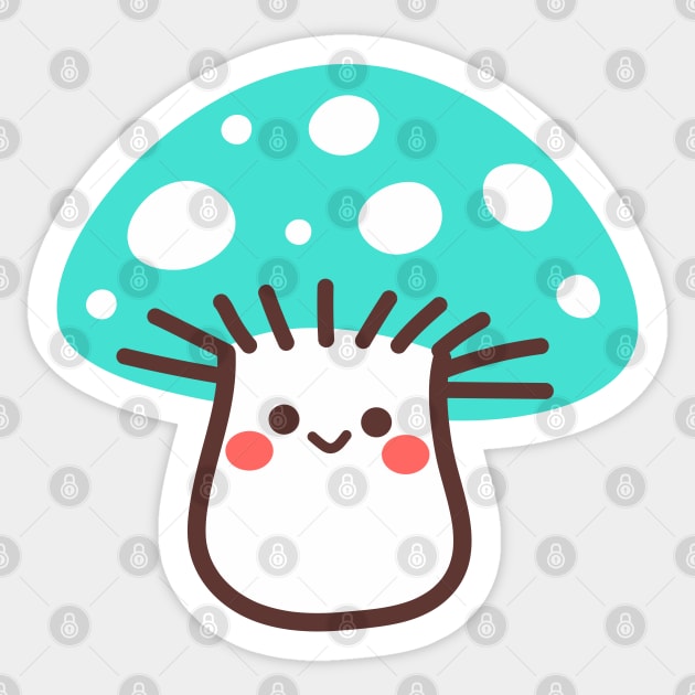 Kawaii Cute blue mushroom - Cute Mushroom - Sticker | TeePublic