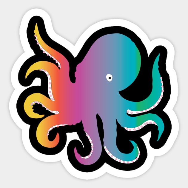 Rainbow Octopus illustration - Cute Animals - Sticker | TeePublic