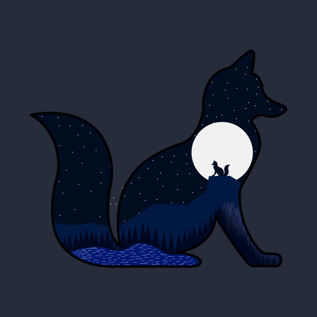 Night Fox - Fox - T-Shirt | TeePublic