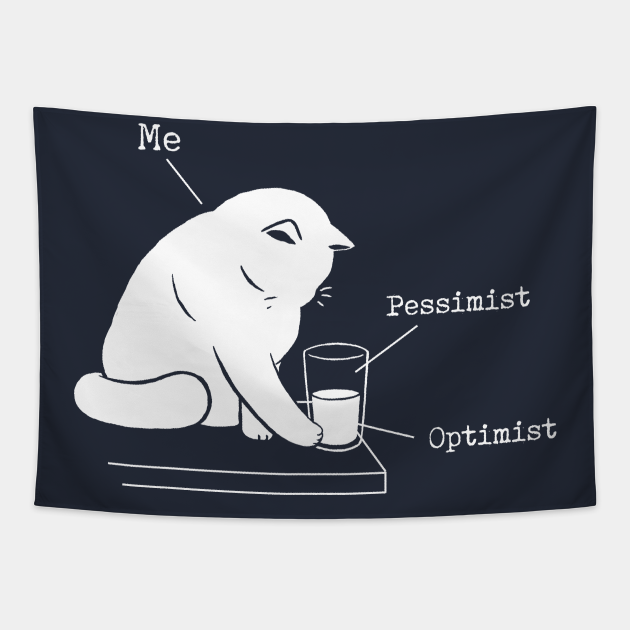 Glass Graphic - Optimist and Pessimist - Funny Cat - Cats - Tapestry ...