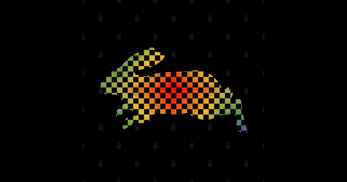 Rainbow Checkerboard Rabbit - Rainbow Rabbit - Sticker | TeePublic