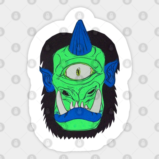 Cyclops Monster Mask Cardboard Papercraft Aqua - Monster - Sticker ...