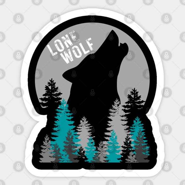 Lone Wolf with Moon Background - Lone Wolf - Sticker | TeePublic