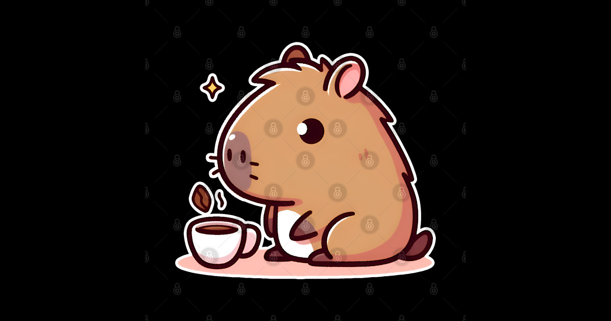 Coffee Capybara Coffeebara - Capybara - Sticker | TeePublic