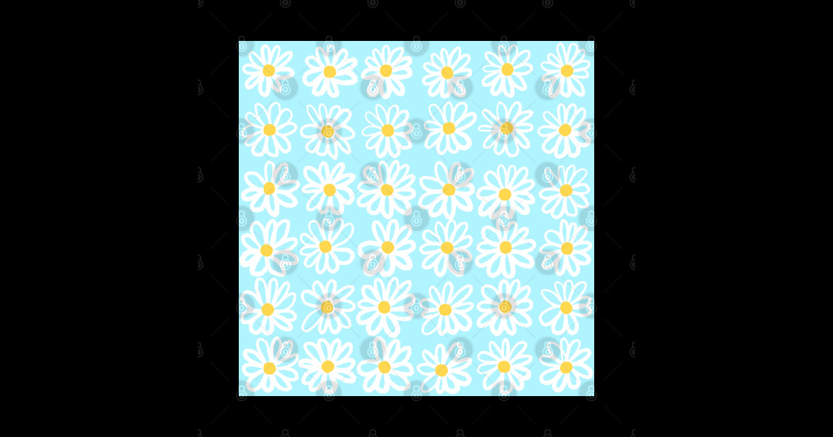 Daisy grid on sky blue - Daisy Grid On Sky Blue - Sticker | TeePublic