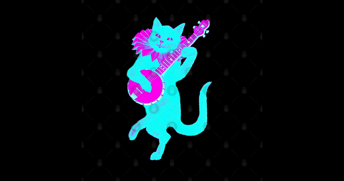 Banjo cat - Cat - Sticker | TeePublic