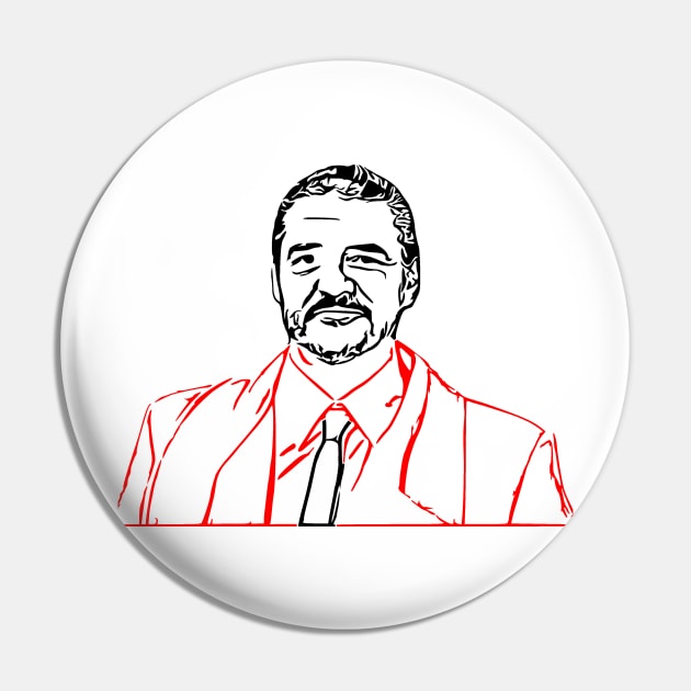 Pedro Pascal Line art - Pedro Pascal - Pin | TeePublic