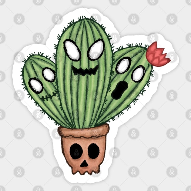 spooky halloween cactus - Halloween - Sticker | TeePublic