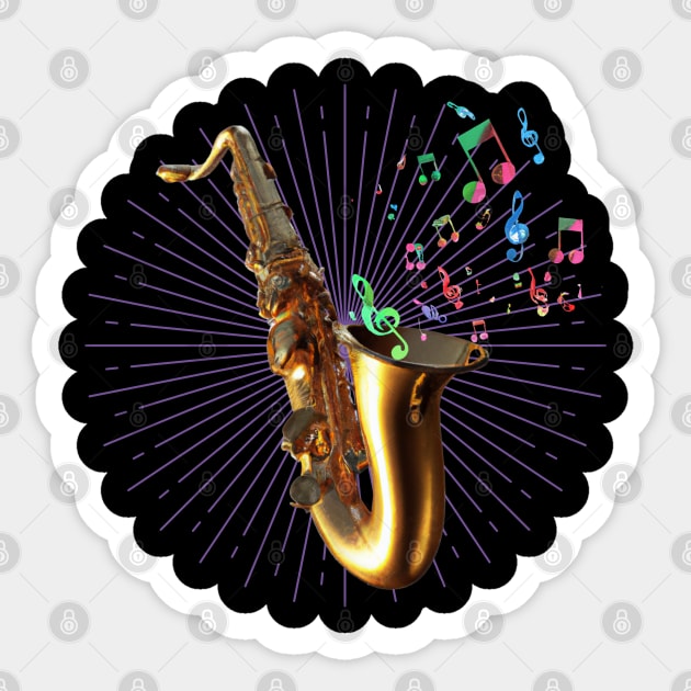 Saxophone Music Burst - Saxophone - Sticker | TeePublic