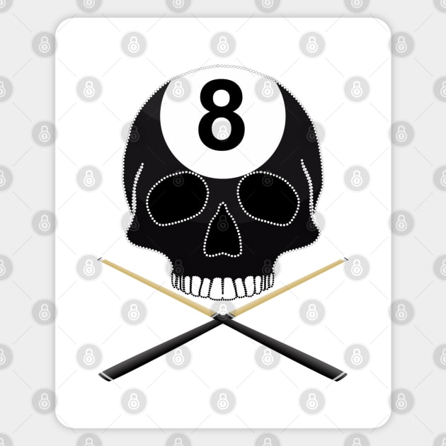 Eight Ball Skull with Crossed Cues - Eight Ball - Sticker | TeePublic