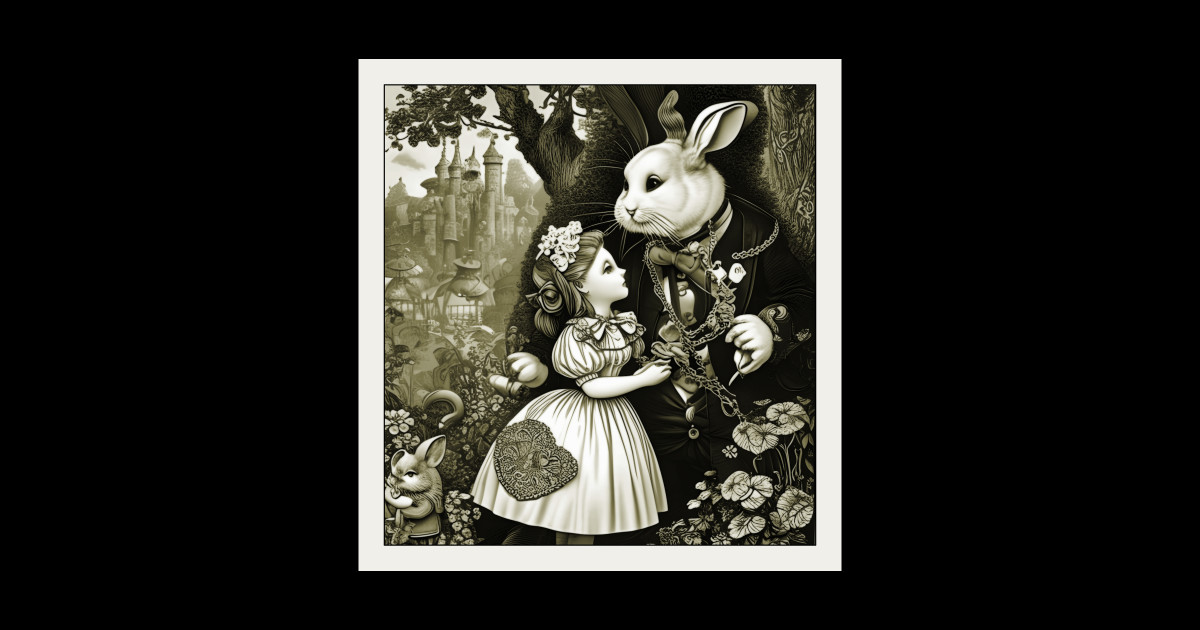 Alice in Wonderland talking to the White Rabbit - Book Illustration ...