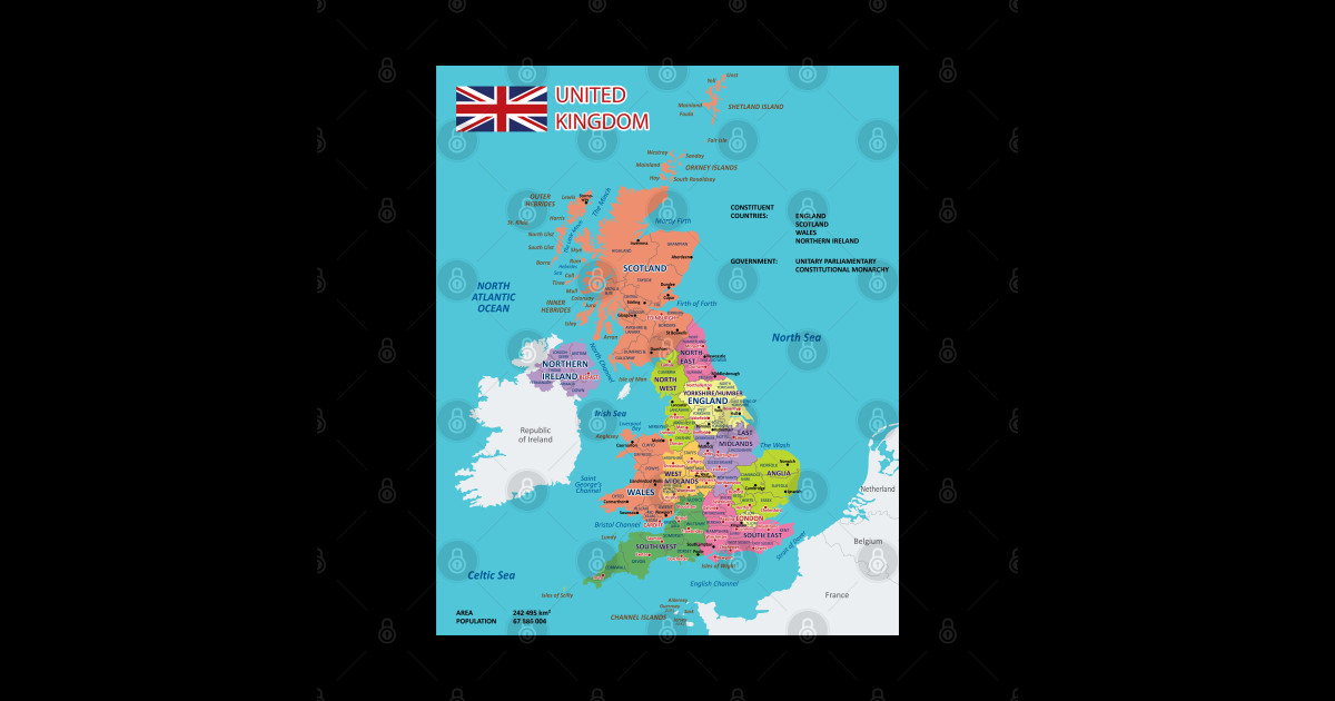 Political map of England - Great Britain Map - Sticker | TeePublic