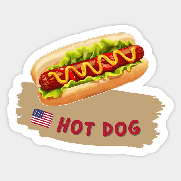 Hot dog | Traditional American cuisine - Hot Dog - Sticker | TeePublic