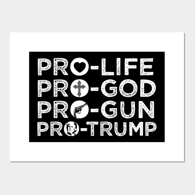 Pro-Life Pro-God Pro-Gun Pro-Trump - Trump 2020 - Posters and Art ...
