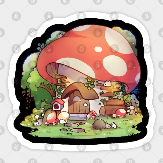 cute mushroom house drawing