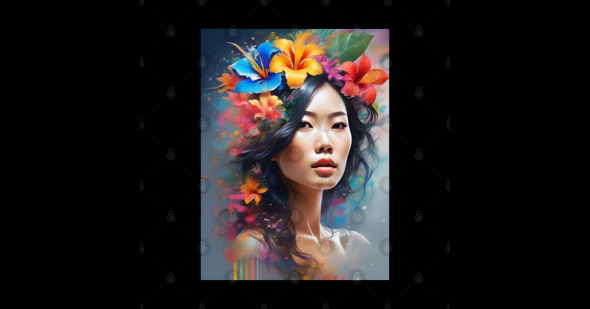 Floral Flower Face - Floral Pattern - Sticker | TeePublic