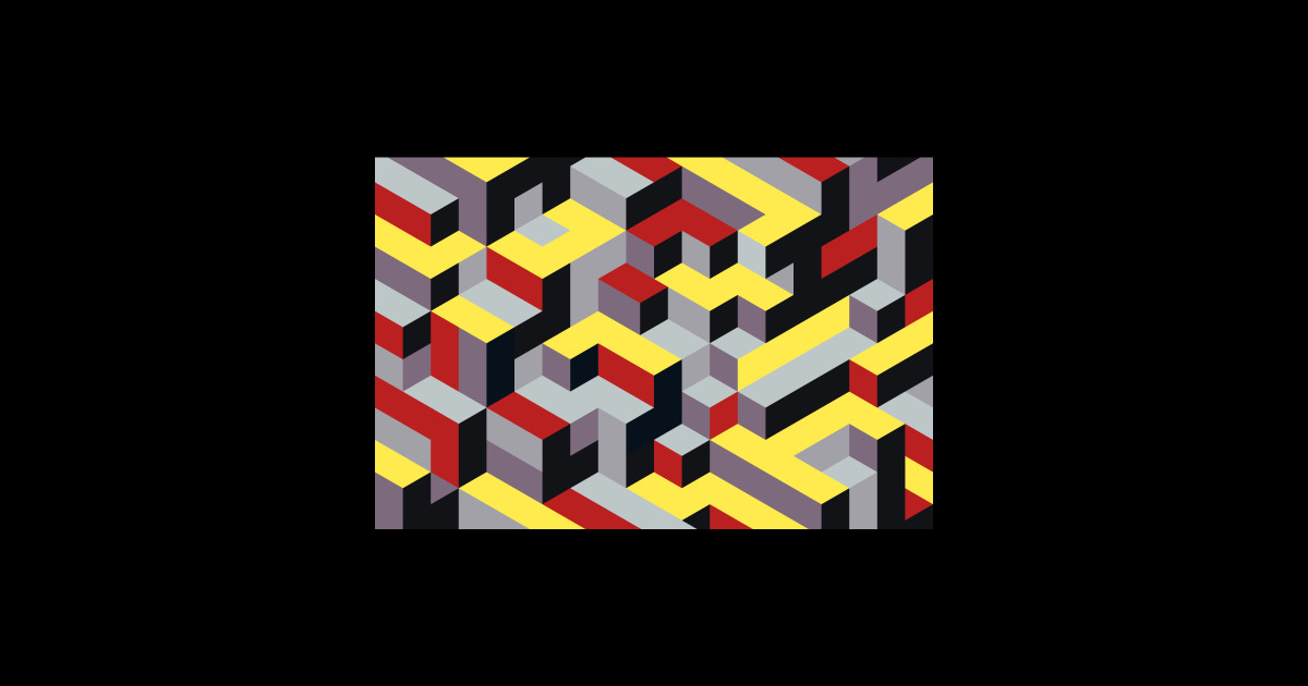 Yellow Red Grey Geometric Pattern - Yellow Red - Sticker | TeePublic