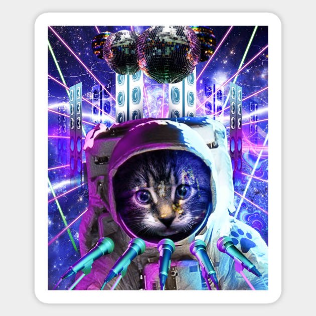Rave Astronaut Cat - Rave Astronaut Cat - Sticker | TeePublic