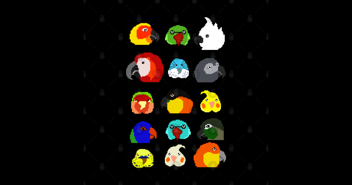 8bit parrots pattern - Parrot - Sticker | TeePublic