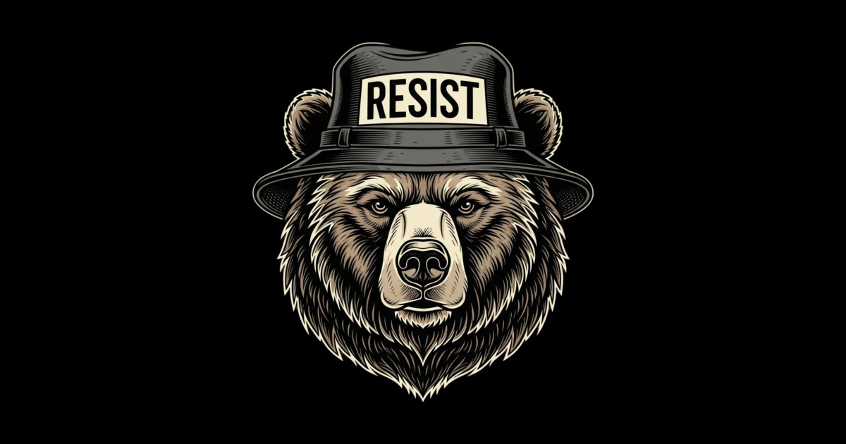 Resist Bear with Hat - Resist Bear With Hat - Sticker | TeePublic