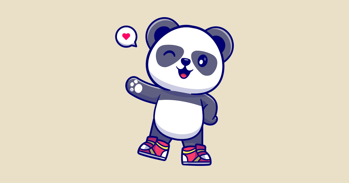 Cute Panda Cool Panda Waving Hand Cartoon - Cute Panda Cool Panda ...