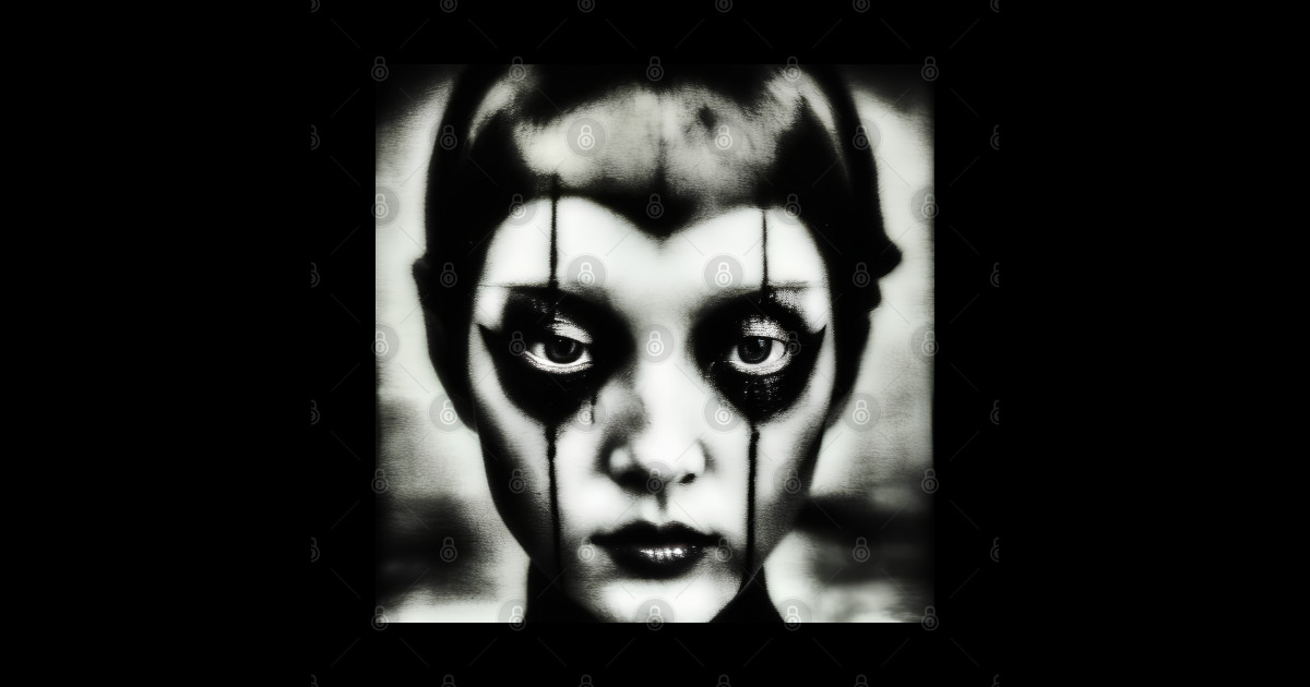 Japanese horror woman face, indie art - Japanese Horror - Sticker ...