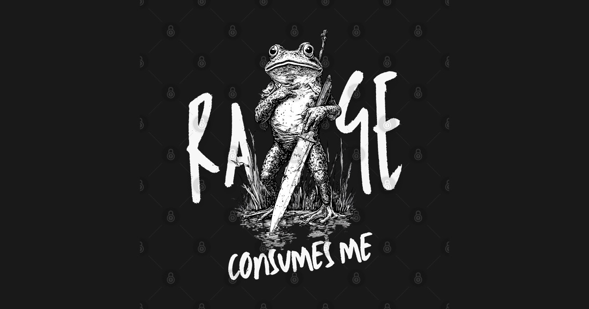 Rage Consumes Me Angry Frog with Sword - Angry Frog - T-Shirt | TeePublic