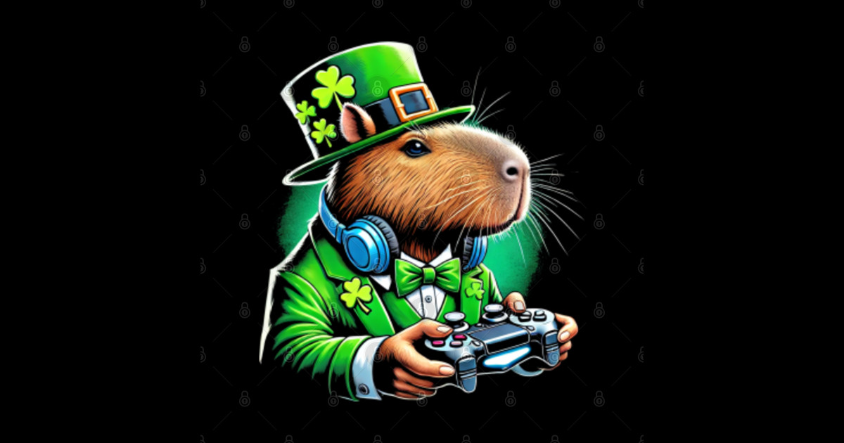 Capybara Leprechaun Play Video Game Gamer St Patricks Day - Capybara ...