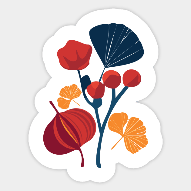 vintage physalis and leaves - Physalis - Sticker | TeePublic