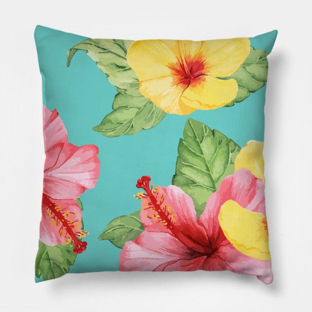 Colorful Summer Hibiscus Flowers Hibiscus Flowers Pillow Teepublic