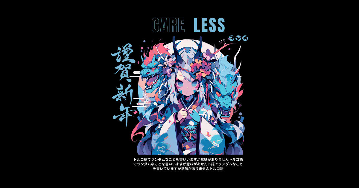 care less anime girl with dragons - Anime Girl - Posters and Art Prints ...