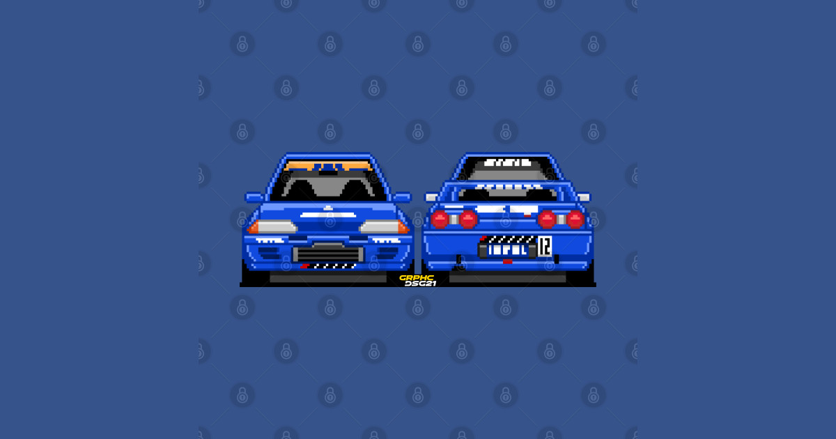 Nissan Skyline R-32 Calsonic Pixel Art - R32 - T-Shirt | TeePublic