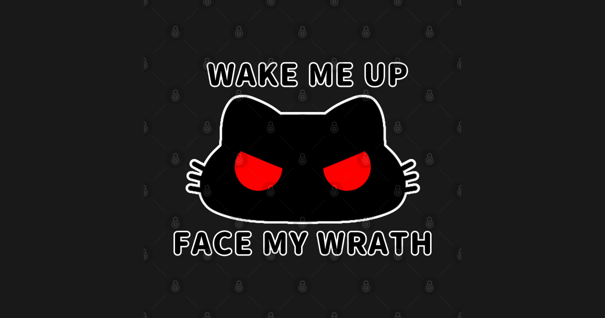 Furious Black Cat "Wake Me Up, Face My Wrath" - Cat - T-Shirt | TeePublic