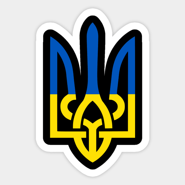 Ukrainian Flad Tryzub Symbol - Ukrainian Trydent - Sticker | TeePublic