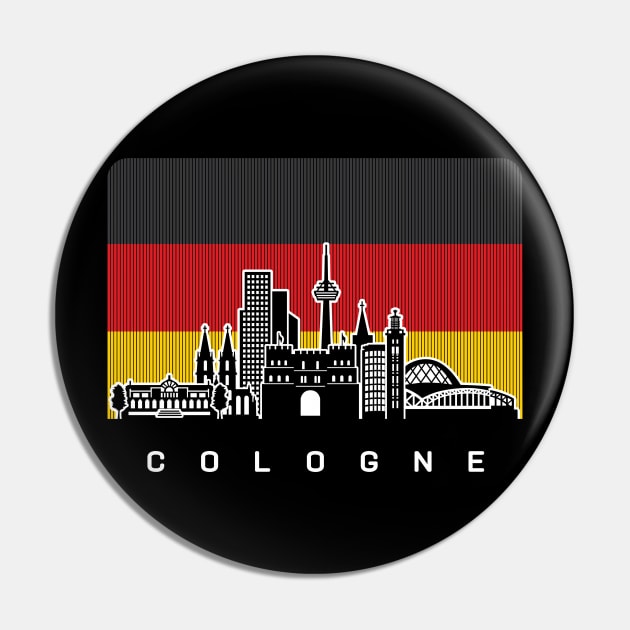 Cologne Germany Skyline German Flag - Cologne - Pin | TeePublic