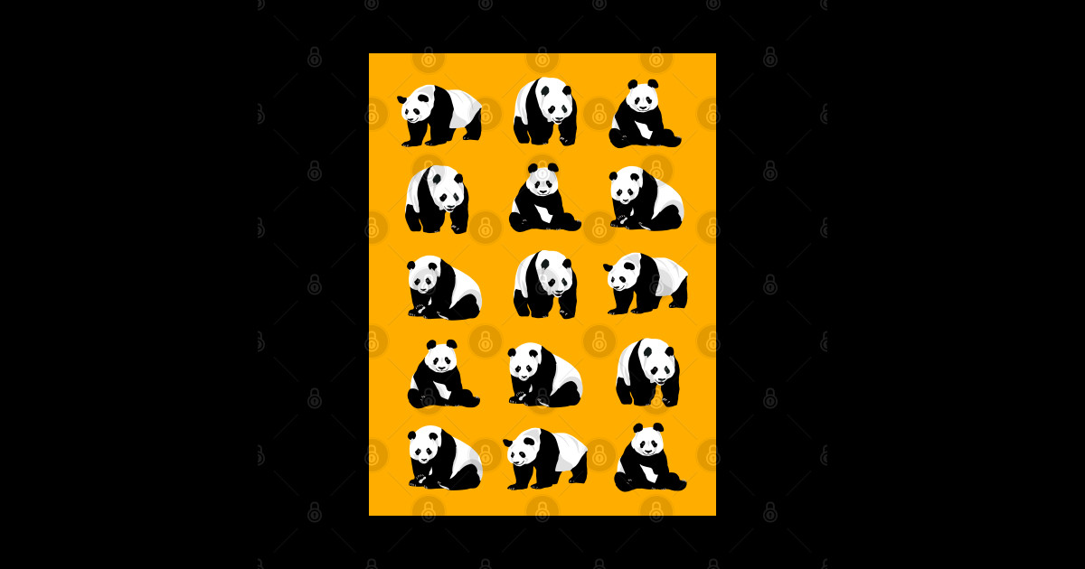 Panda Pattern on Mustard Yellow - Panda Bear - Sticker | TeePublic