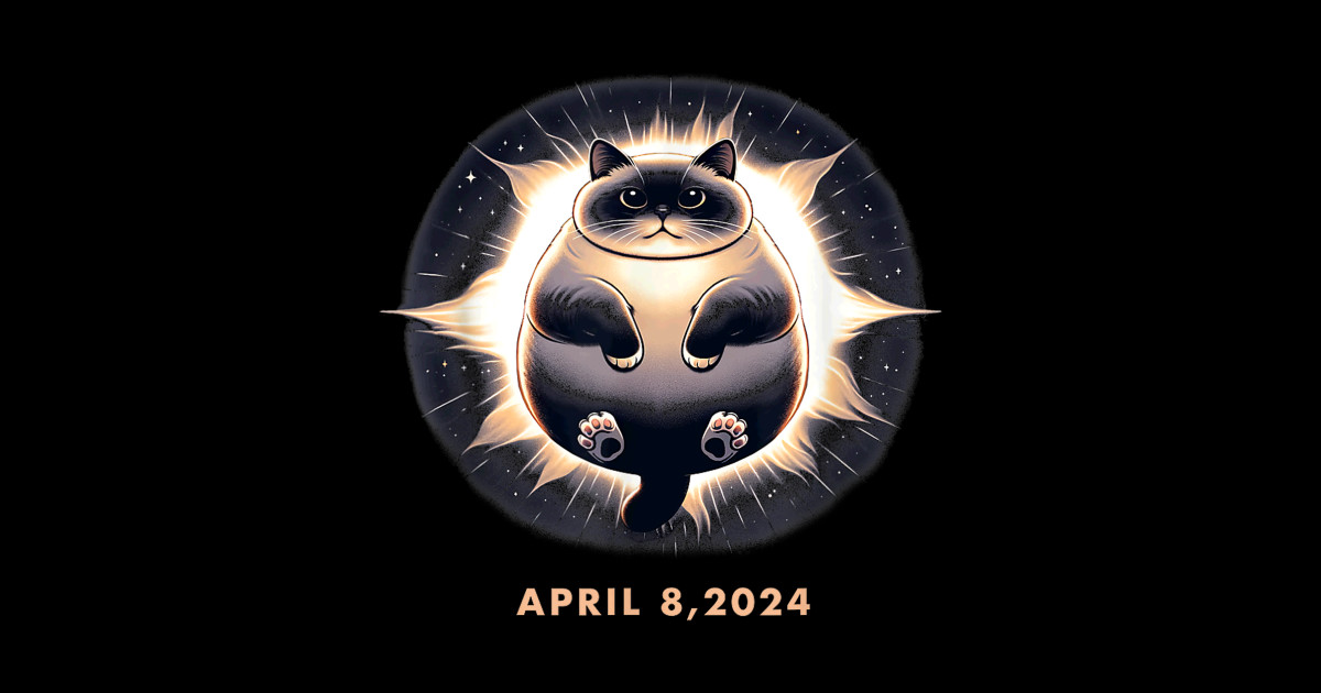 Total Solar Eclipse Funny Fat Cat 8 April 2024 Gift For boys Girls KIds ...