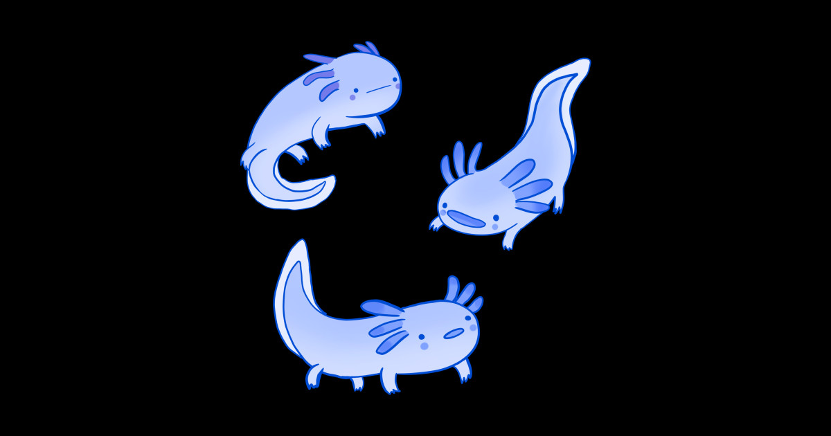 Cute blue axolotls drawing - Axolotl - Sticker | TeePublic