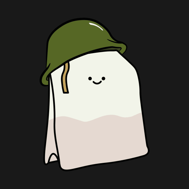 cute little teabag wearing a ww2 army helmet - Tea - Pin | TeePublic