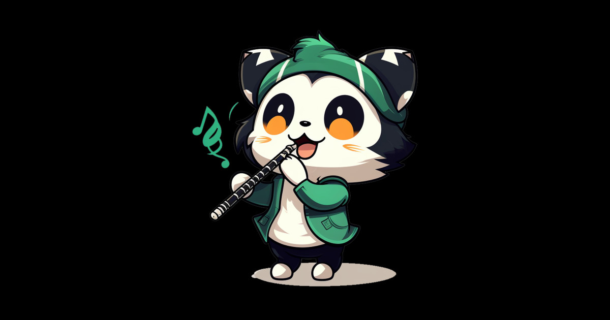 Chibi Panda Playing Flute - Music Instrument - Sticker | TeePublic