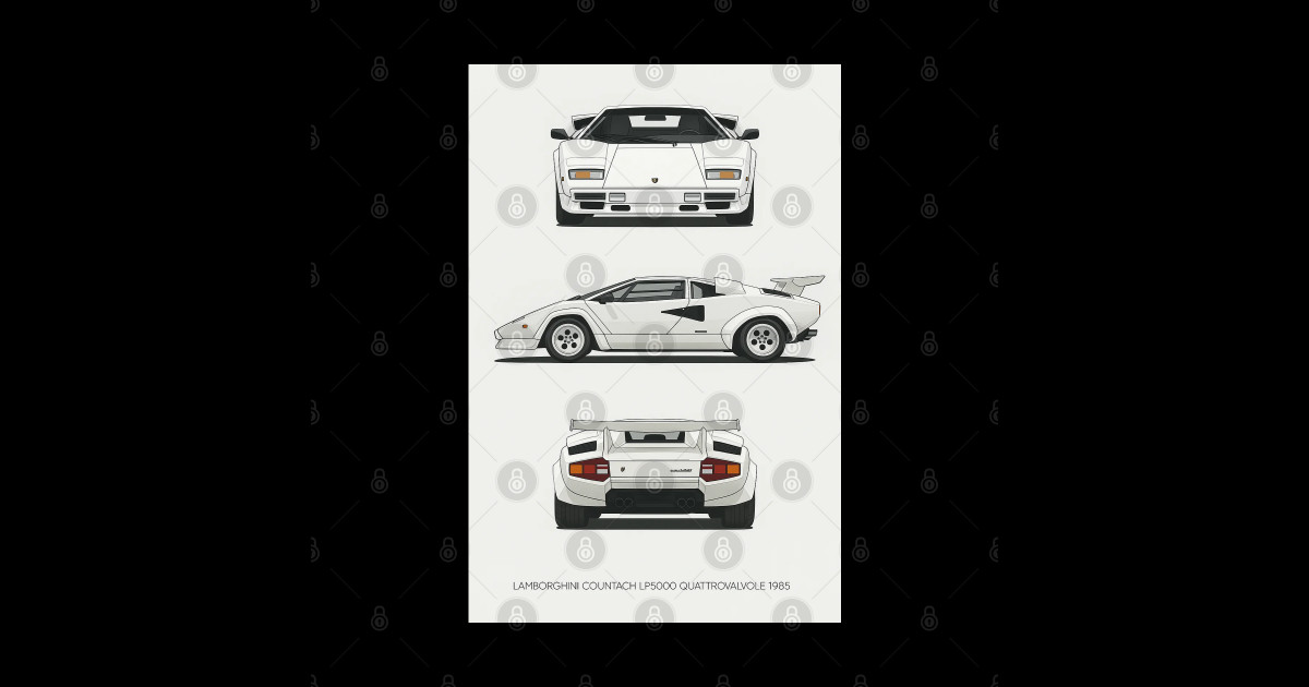 White Countach 1985 - Countach - Sticker | TeePublic