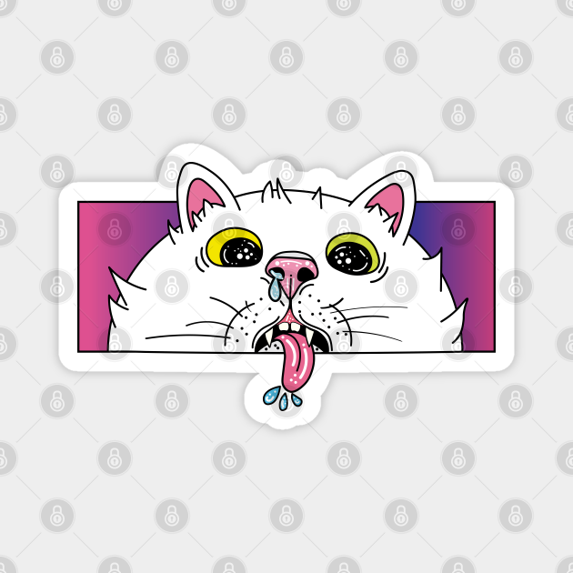 Derpy Cat Meme Bad Cattitude Magnet Teepublic 