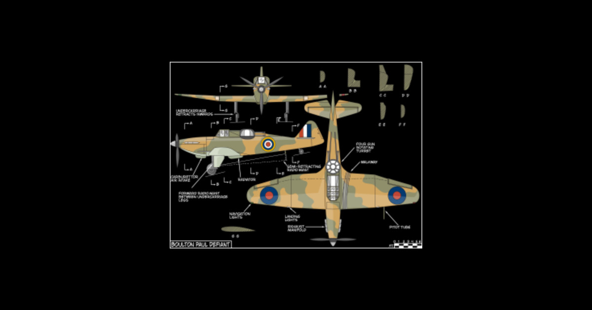 Boulton Paul Defiant British WW2 Plane Diagram Gift - Boulton Paul ...