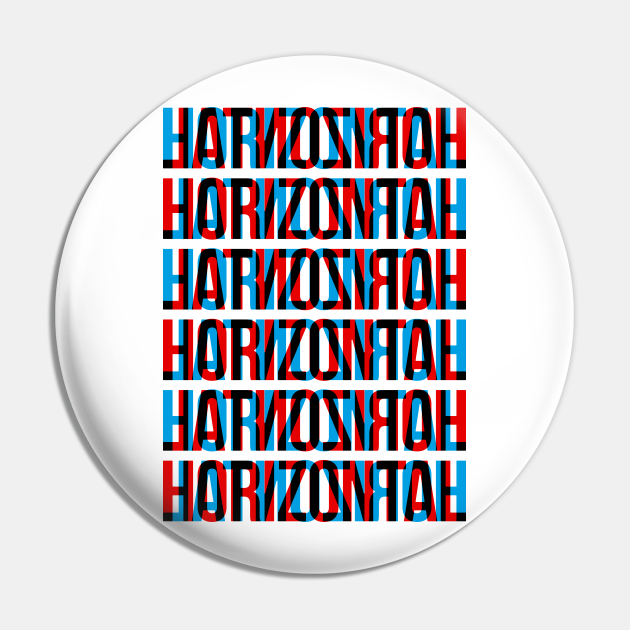 Horizontal Typography Stack (Cyan Red Black) - Typography - Pin | TeePublic