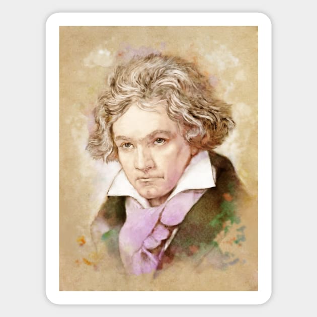 Ludwig van Beethoven im Aquarell Stil - Ludwig Van Beethoven - Sticker ...
