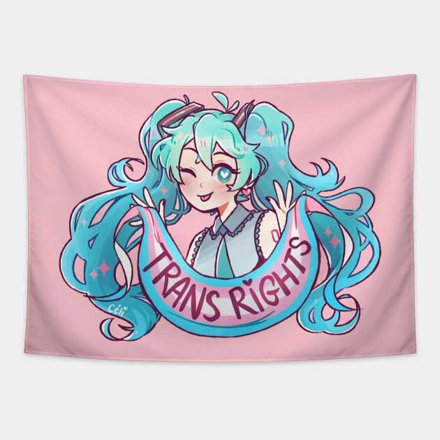 miku says trans rights! - Trans Rights - Tapestry | TeePublic