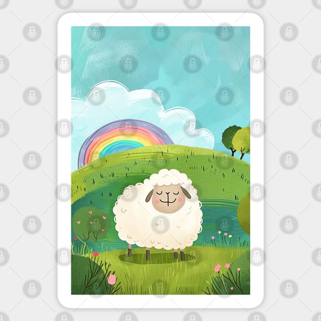 Fluffy Rainbow Sheep - Nursery - Sticker | TeePublic