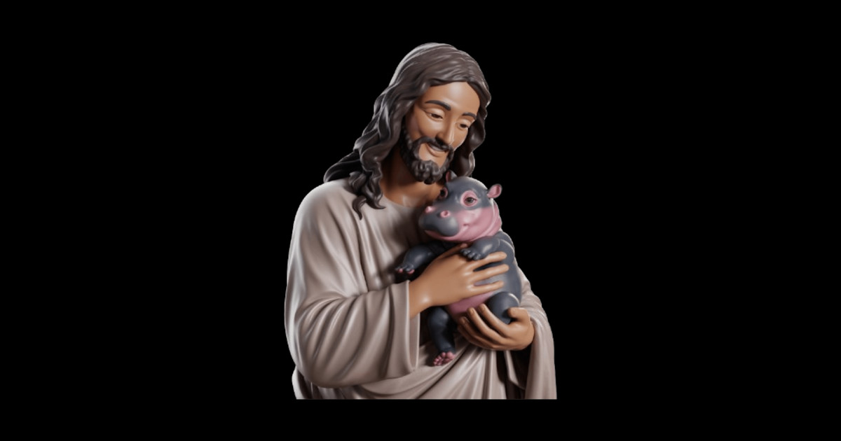 Holy Embrace Jesus With Moo Deng The Pygmy Hippo - Holy Embrace Jesus ...